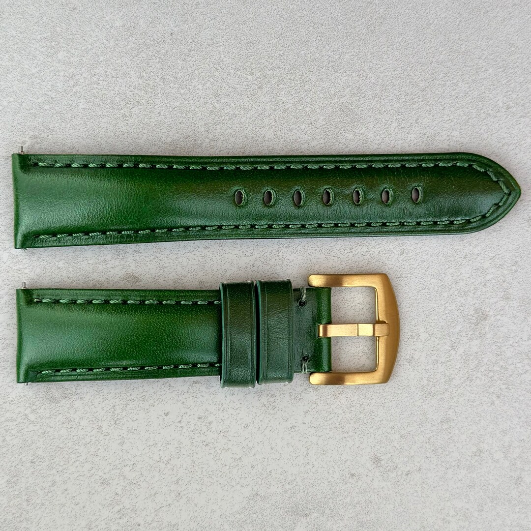 Racing Green Vegetable Tanned Full Grain Leather Watch Strap, Padded ...