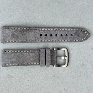 Handmade Suede Watch Strap, Light Grey Padded Watch Band 18mm, 20mm ...