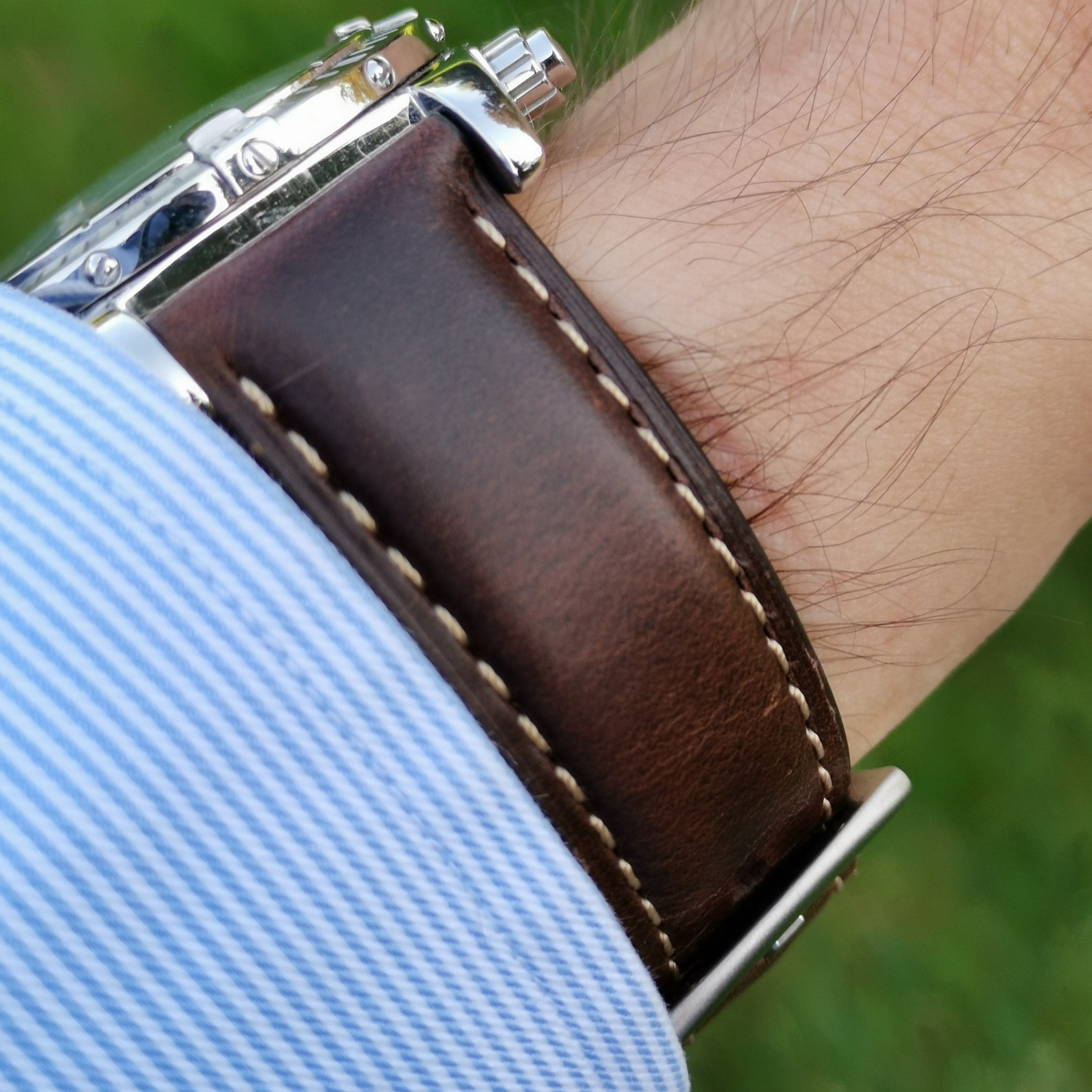 Handmade Calf Skin Watch Strap, Full Grain Leather Watch Band, Brown ...
