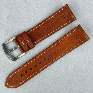 Handmade Copper Brown Italian Leather Watch Strap, Full Grain Leather ...