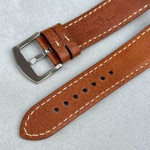 Handmade Copper Brown Italian Leather Watch Strap, Full Grain Leather ...