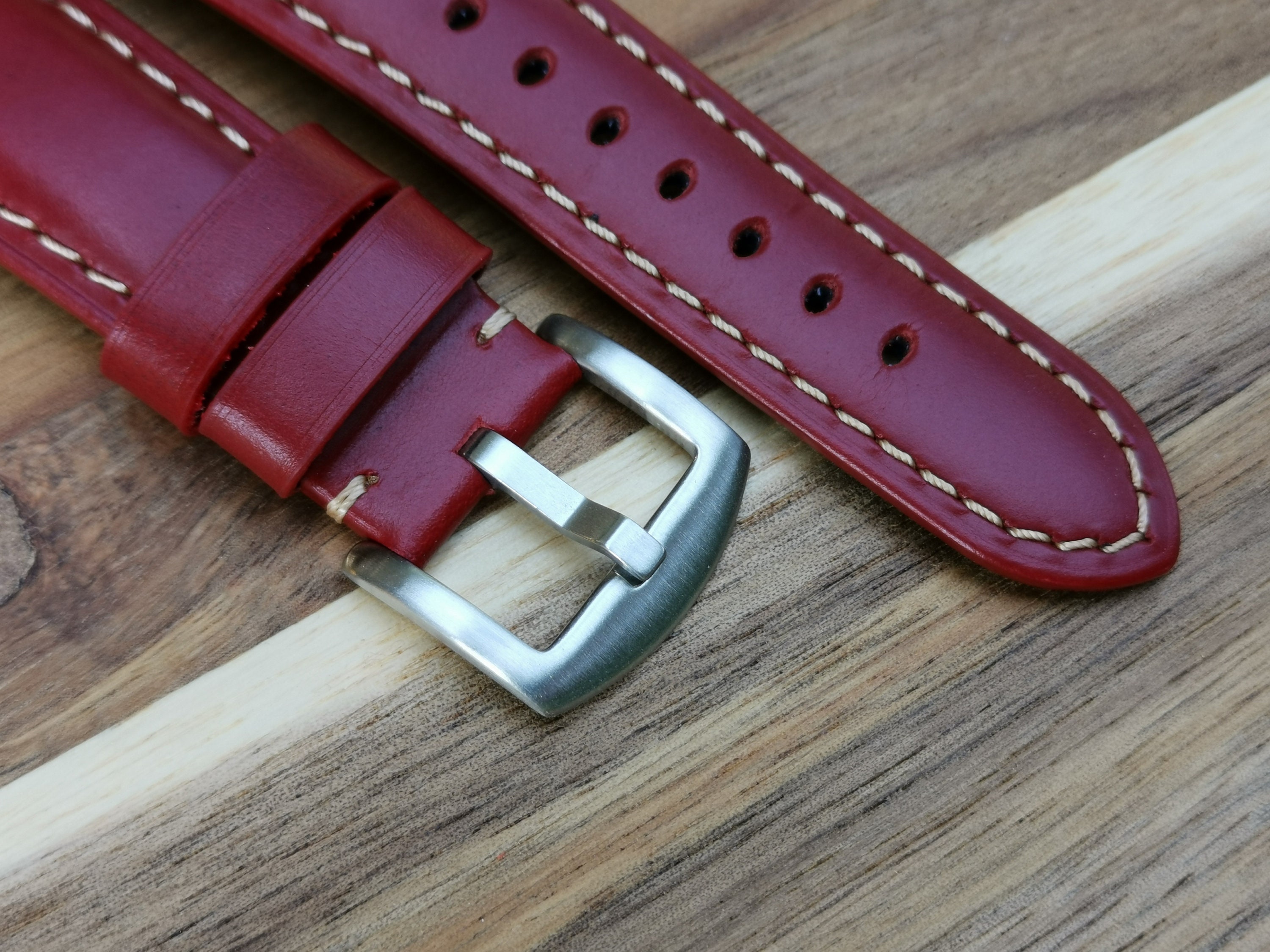 Blood Red Full Grain Leather Watch Strap Quick Release - Etsy