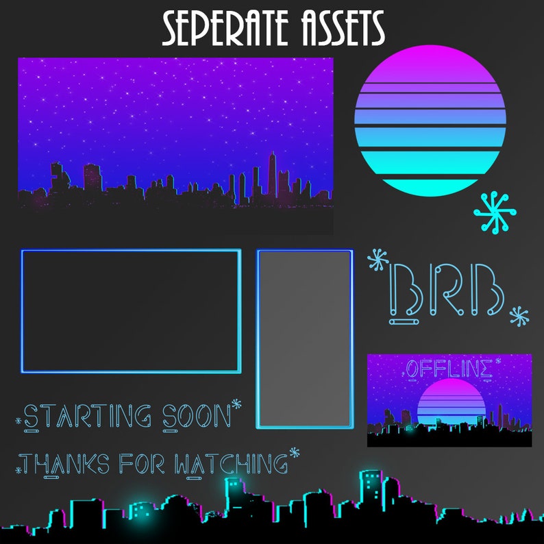 ANIMATED Twitch Overlay Pack | Synth City Scene | Stream Overlay ...