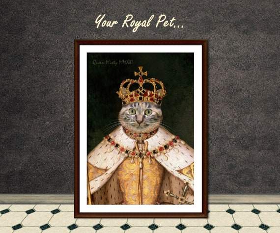 Custom Pet Portrait Royal Cat Portrait Reinassance Pet - Etsy