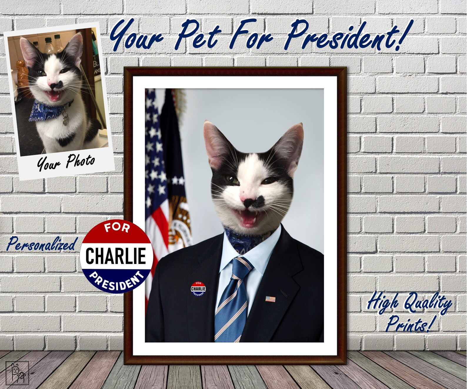 Custom Pet Portrait President Cat Portrait Pet President - Etsy