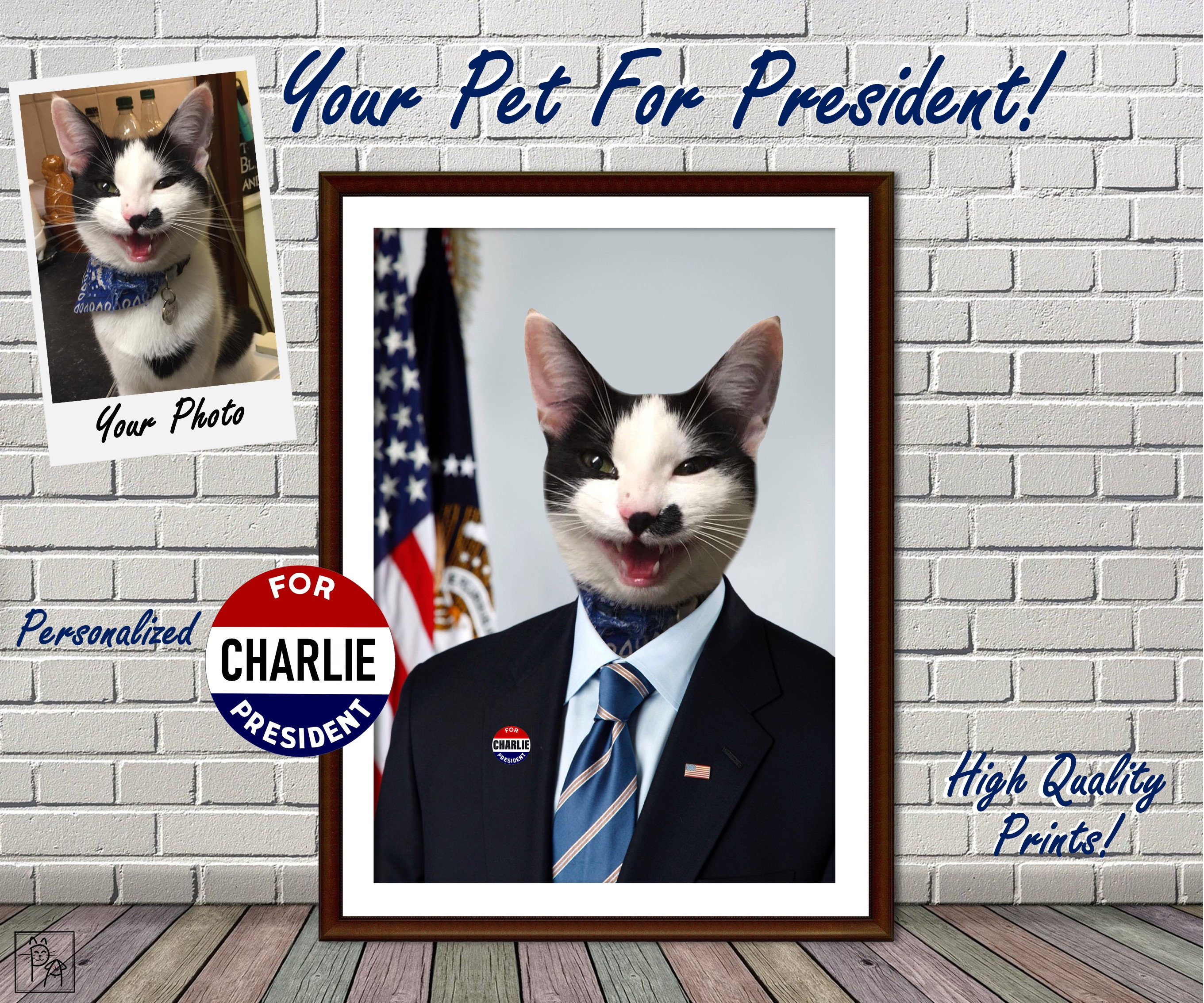 Custom Pet Portrait President Cat Portrait Pet President - Etsy