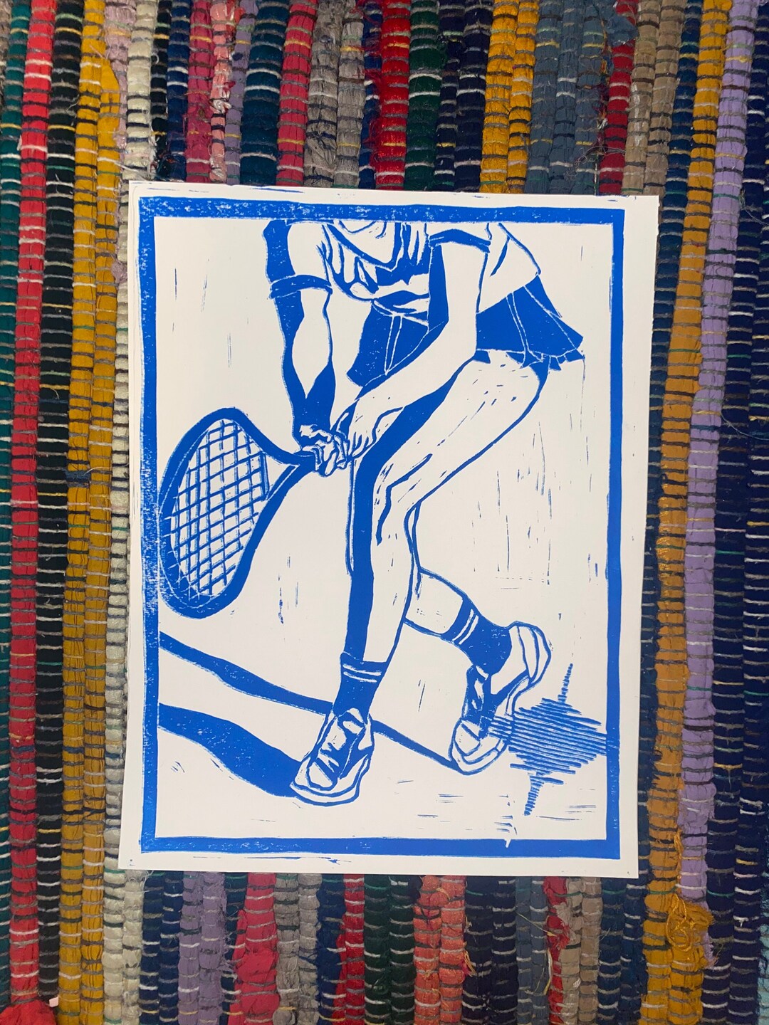 Tennis Girl Lino Print Challengers Vaporwave Wimbledon - Etsy
