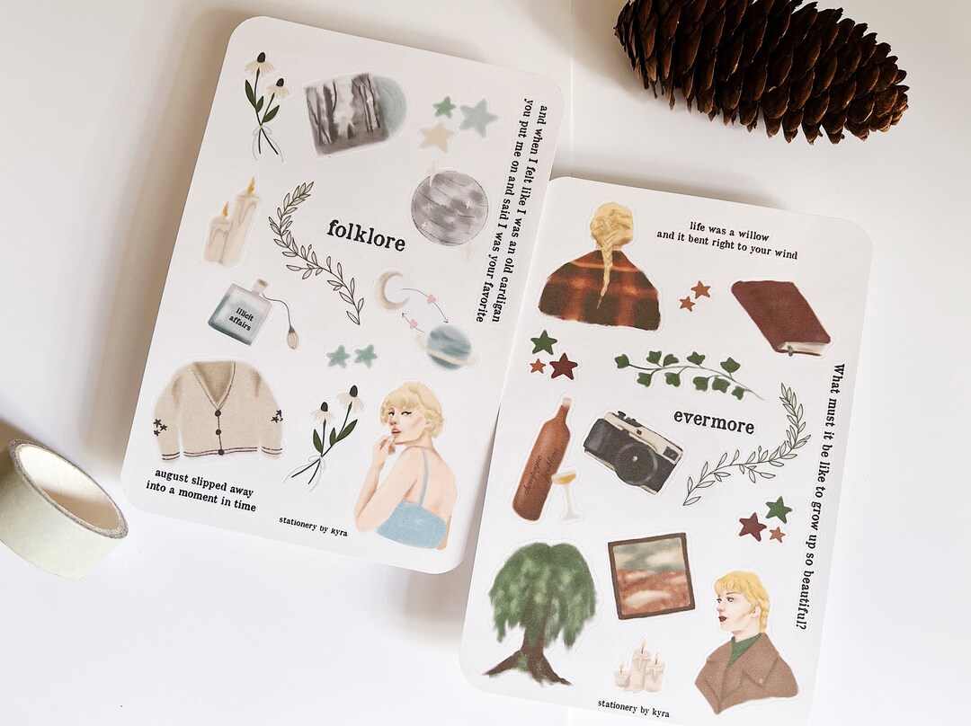 Folklore and Evermore Sticker Sheets Taylor Swift Stickers - Etsy