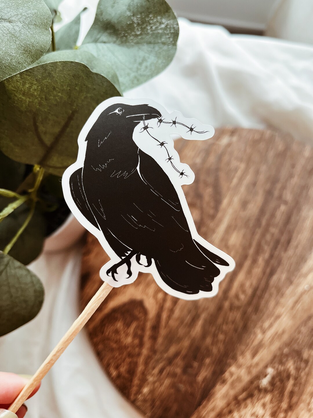Raven + Barbed Wire Matte Vinyl Waterproof Sticker | Sticker for ...
