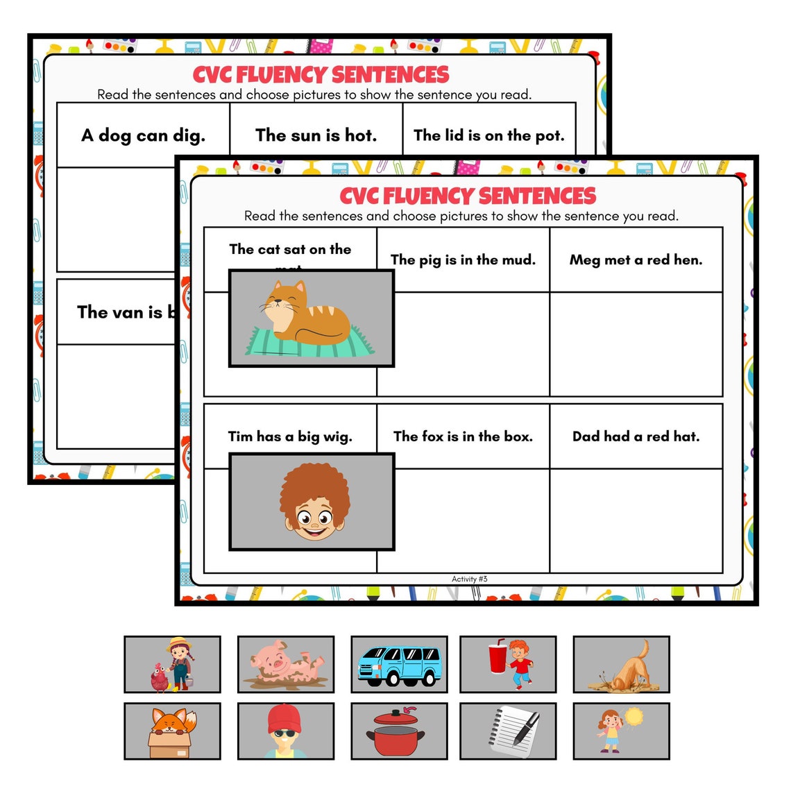 CVC Words Reading Practice Hands-on Engaging Printable Worksheets ...