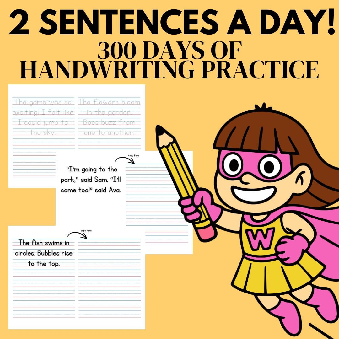 Handwriting Practice Worksheets for Kids | 2 Sentences a Day | Build ...
