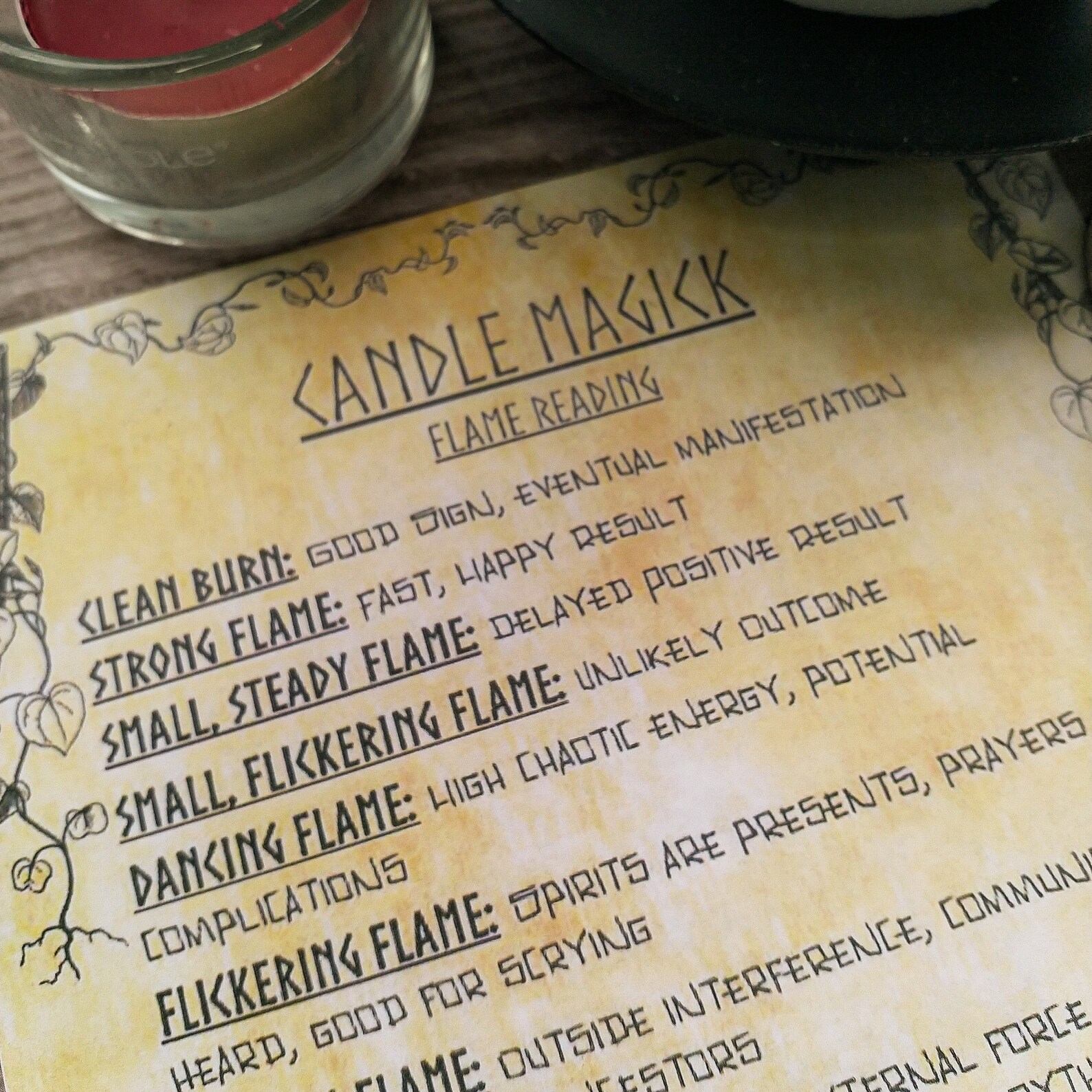 Candle Magick Flame Reading | Printable Grimoire | Book of Shadows Page ...