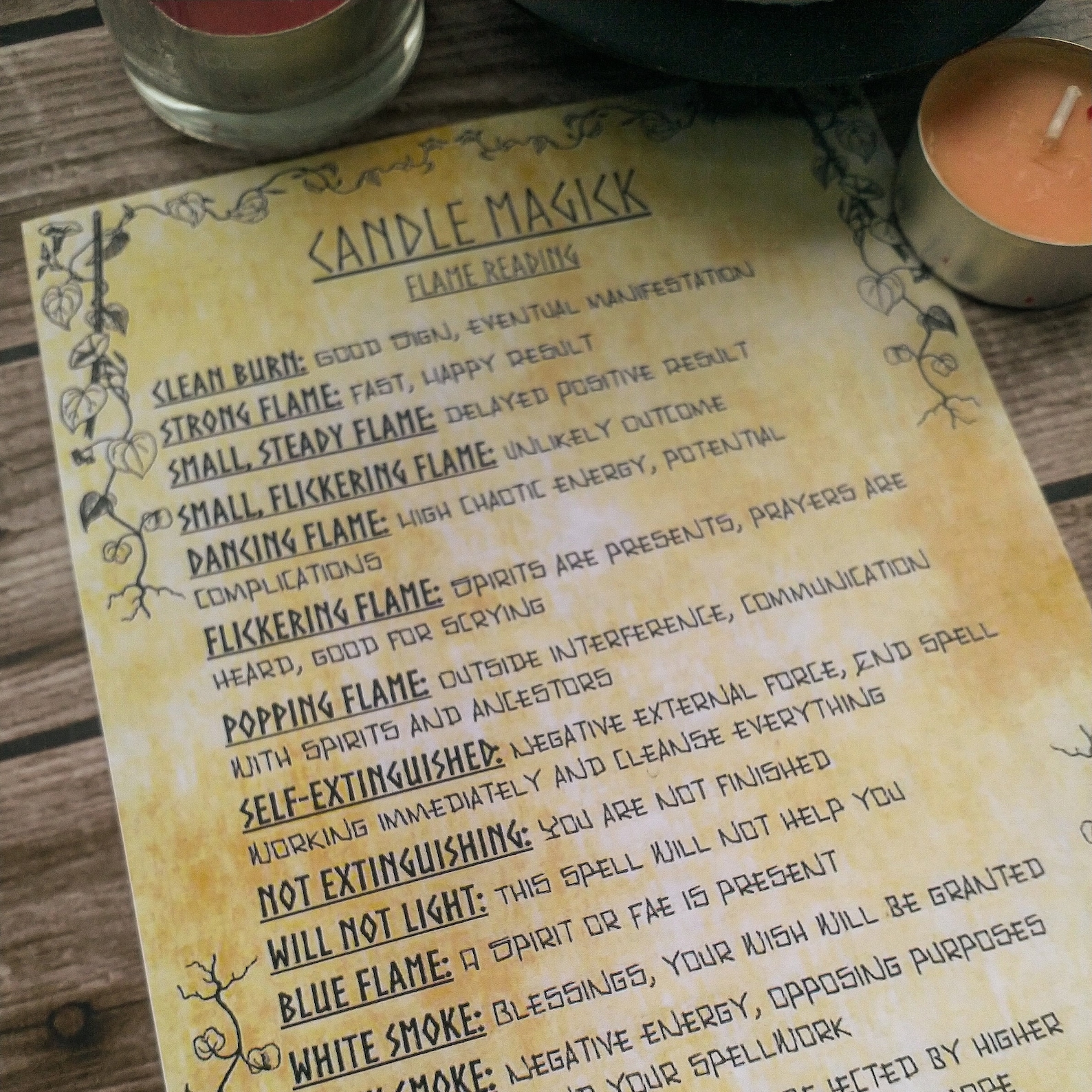 Candle Magick Flame Reading | Printable Grimoire | Book of Shadows Page ...