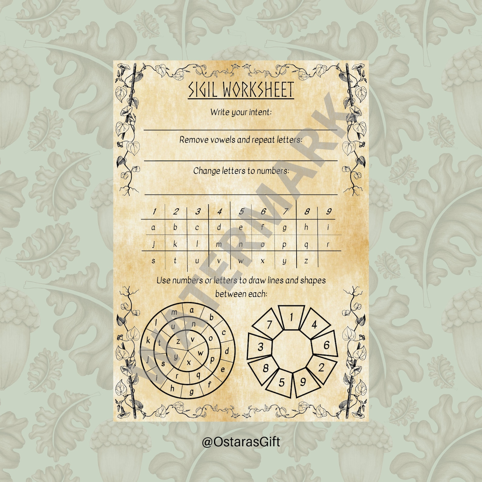 Sigils Worksheet With Witches Wheels Witch Printables - Etsy UK