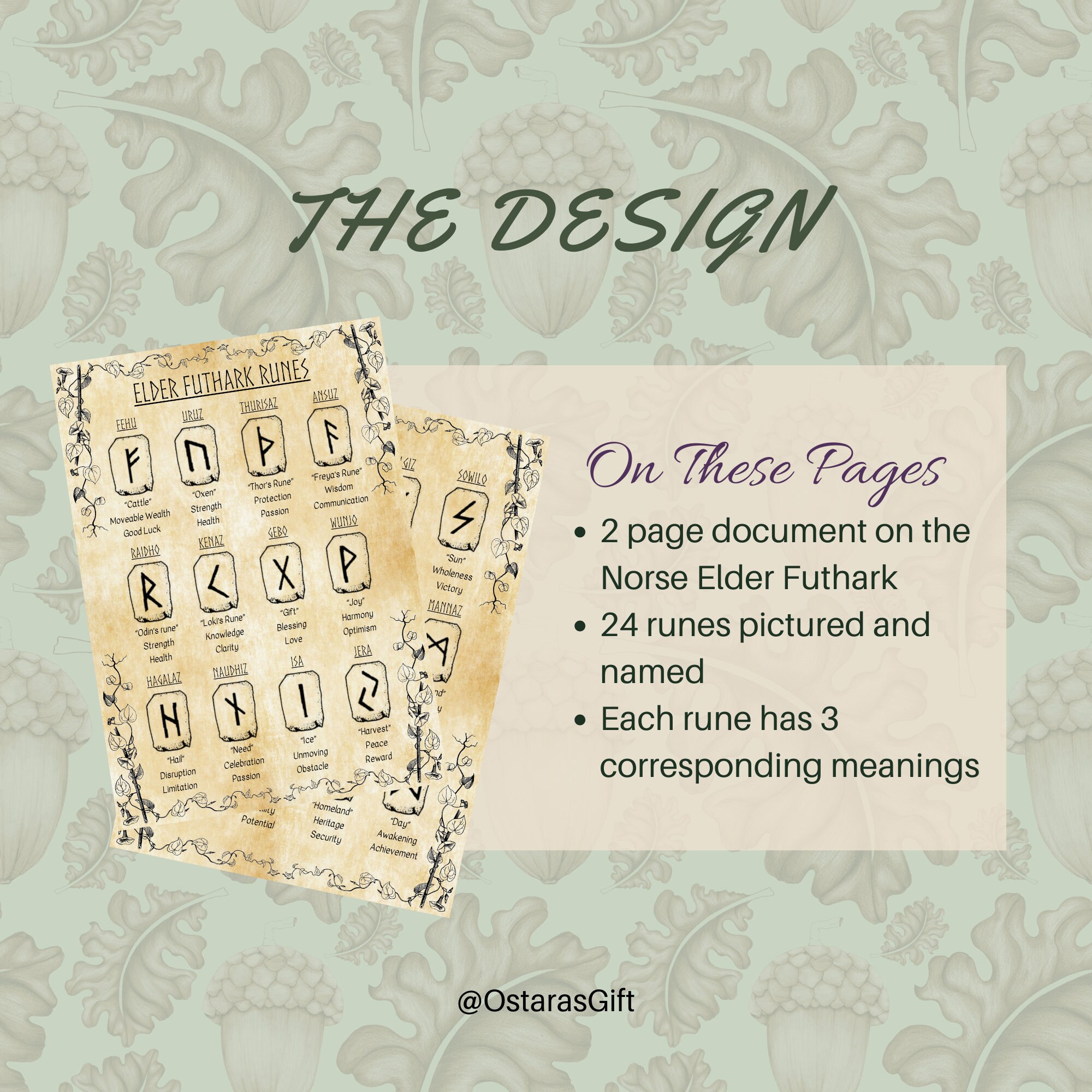 Norse Pagan Elder Futhark Runes Grimoire Pages | Viking Runes Book of ...