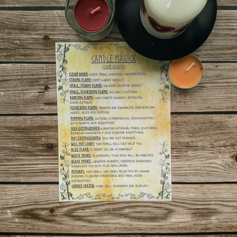 Candle Magick Flame Reading Printable Grimoire Book of Shadows Page ...