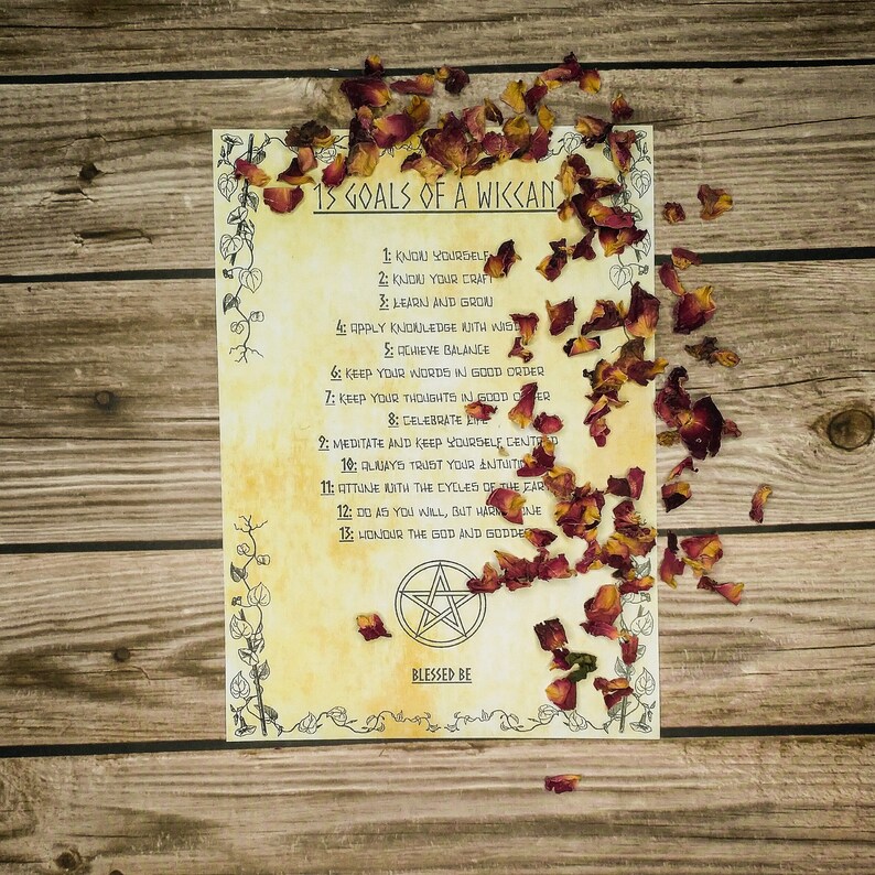 13 Goals of a Wiccan Printable Digital Grimoire Page Book of Shadows ...