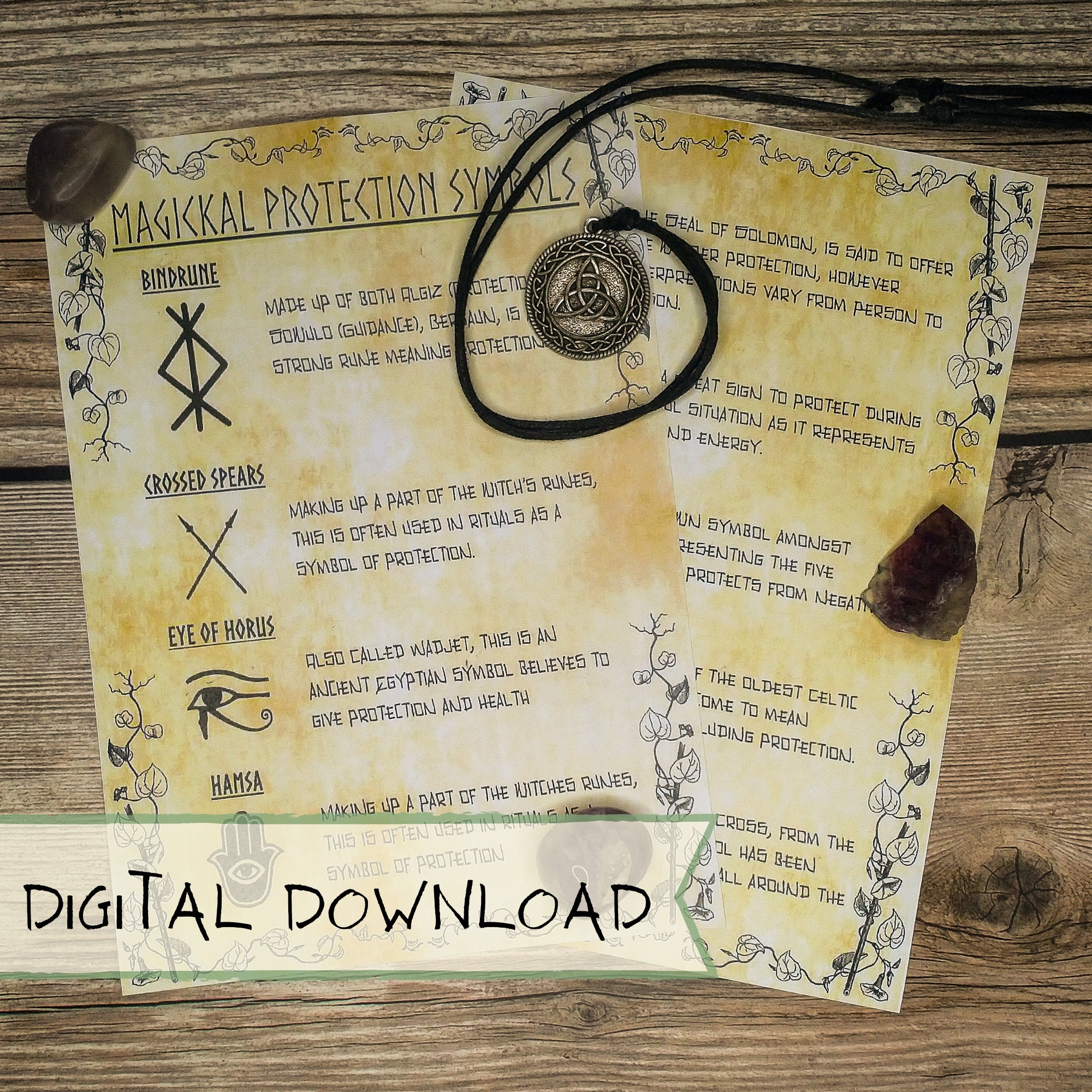 Protection Symbols Digital Grimoire Page Book of Shadows PDF ...