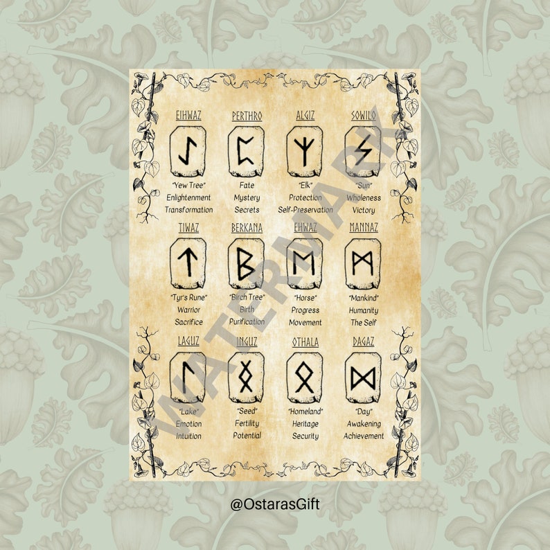 Norse Pagan Elder Futhark Runes Grimoire Pages | Viking Runes Book of ...