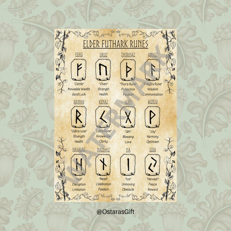 Norse Pagan Elder Futhark Runes Grimoire Pages Viking Runes Book of ...