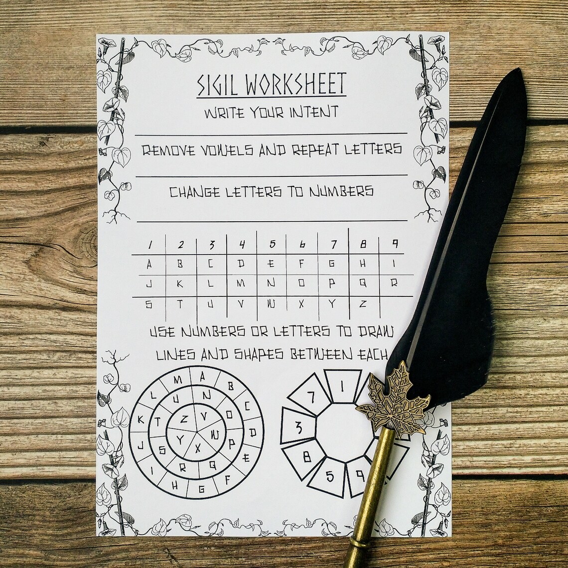 Custom Sigil Worksheet Grimoire Page Book of Shadows Page Witchcraft ...