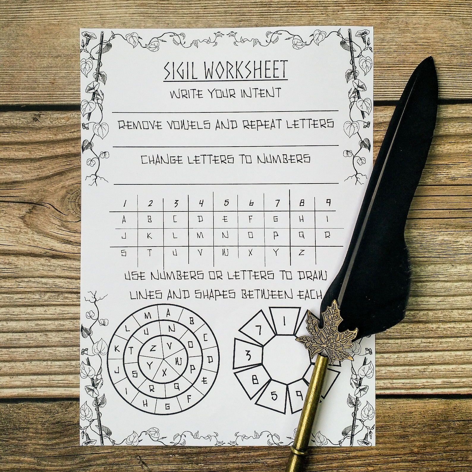 Custom Sigil Worksheet | Grimoire Page | Book of Shadows Page ...