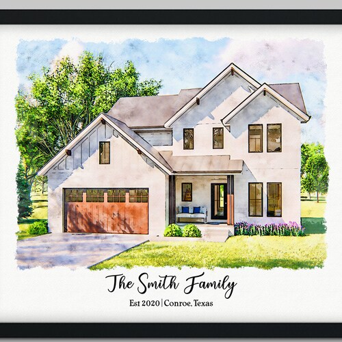 New Home and Housewarming Gift Custom House Portrait First - Etsy