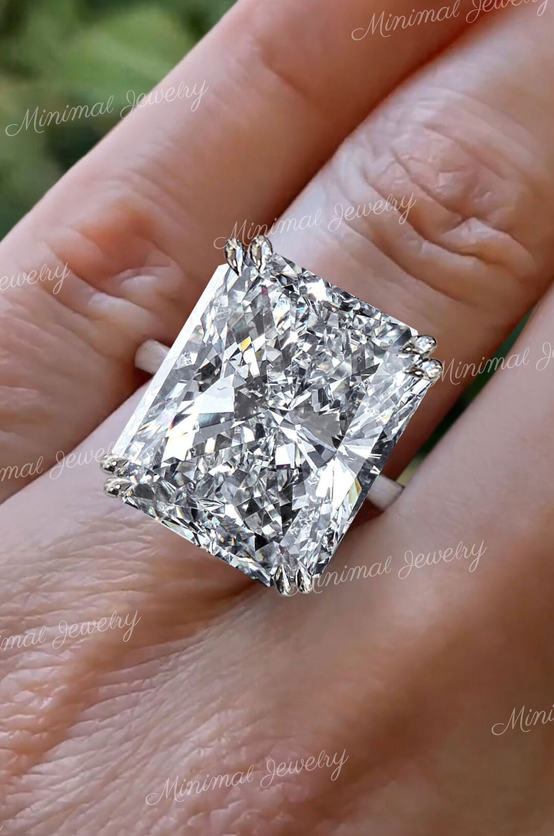 19.8 CT Large Radiant Cut Moissanite Engagement Ring,luxury Celebrity ...