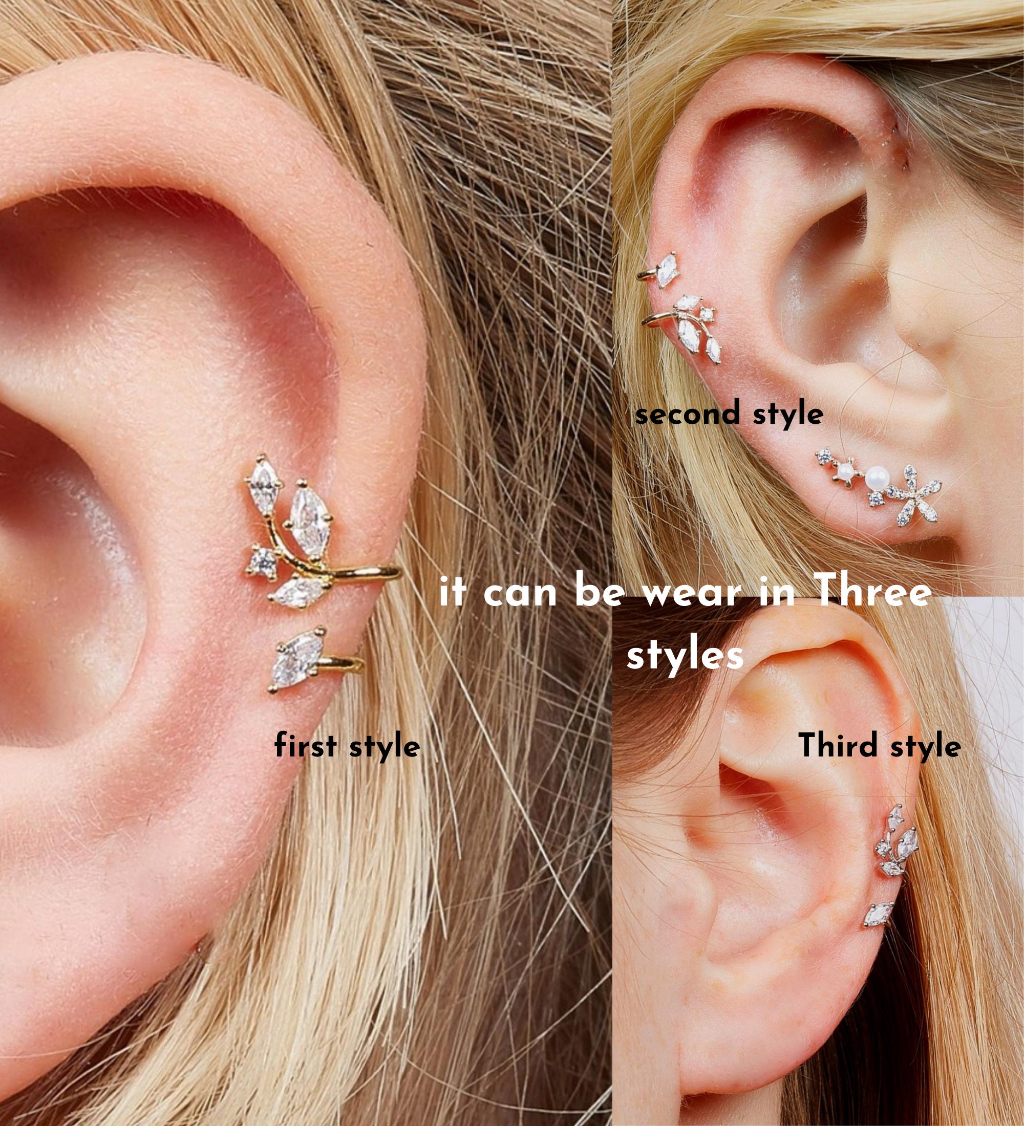 Leaf Ear Cuffear Cuff No Piercingfake Piercing10k/14k Solid - Etsy