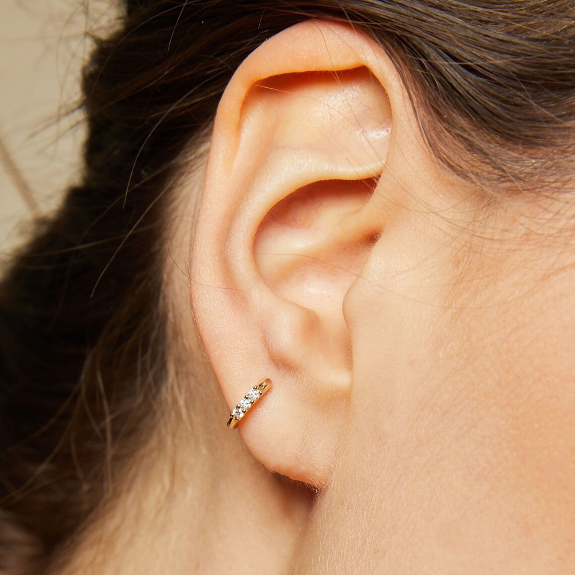 Gold Cartilage Hoopcartilage Earring14k Solid Gold Huggie Etsy