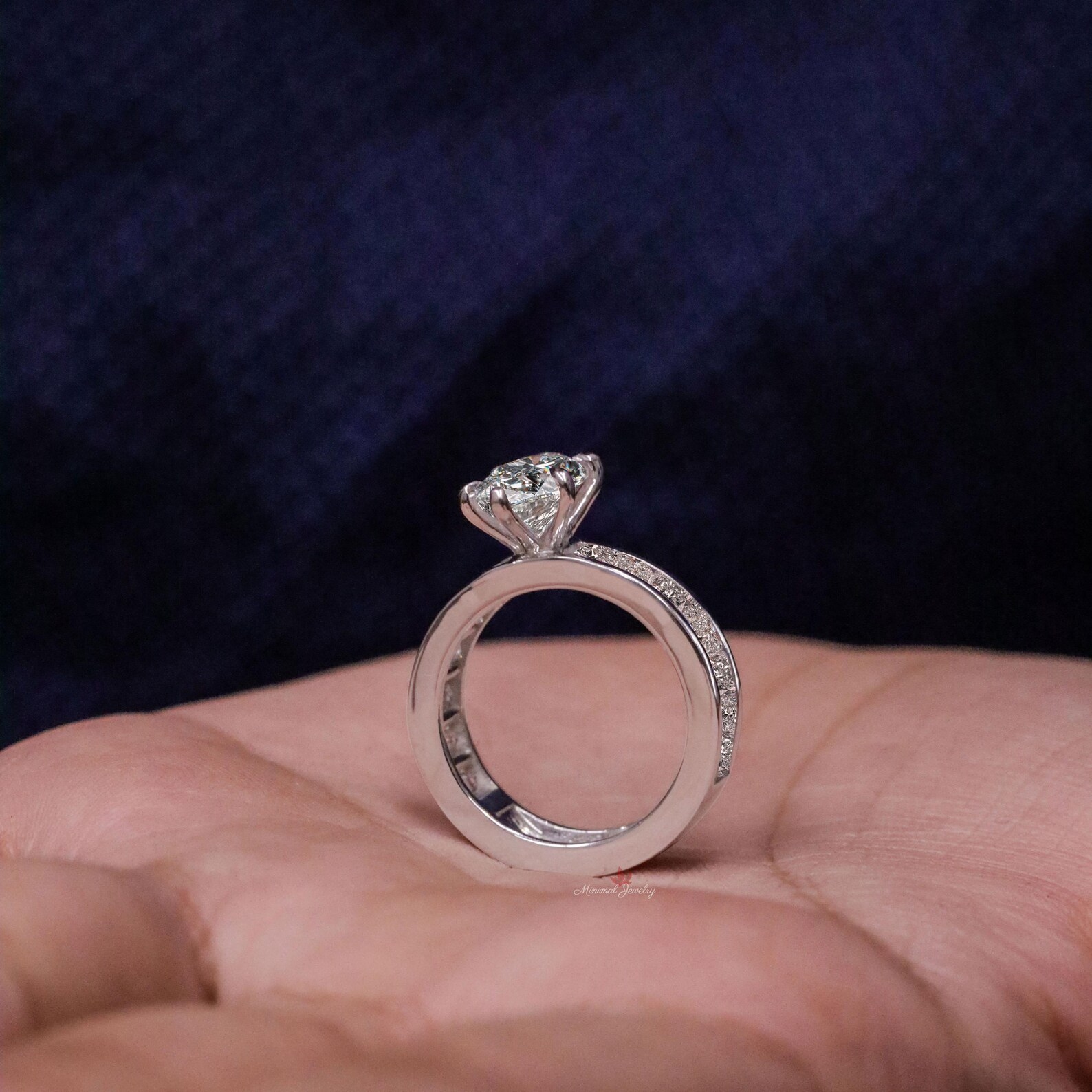 2CT Marquise Moissanite Engagement Ring Channel Set Solitaire Eternity ...