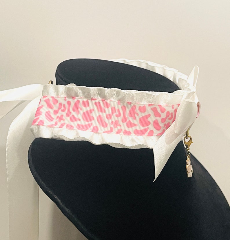 Strawberry Milk Cow Print Choker Necklace Cow Print Ribbon - Etsy