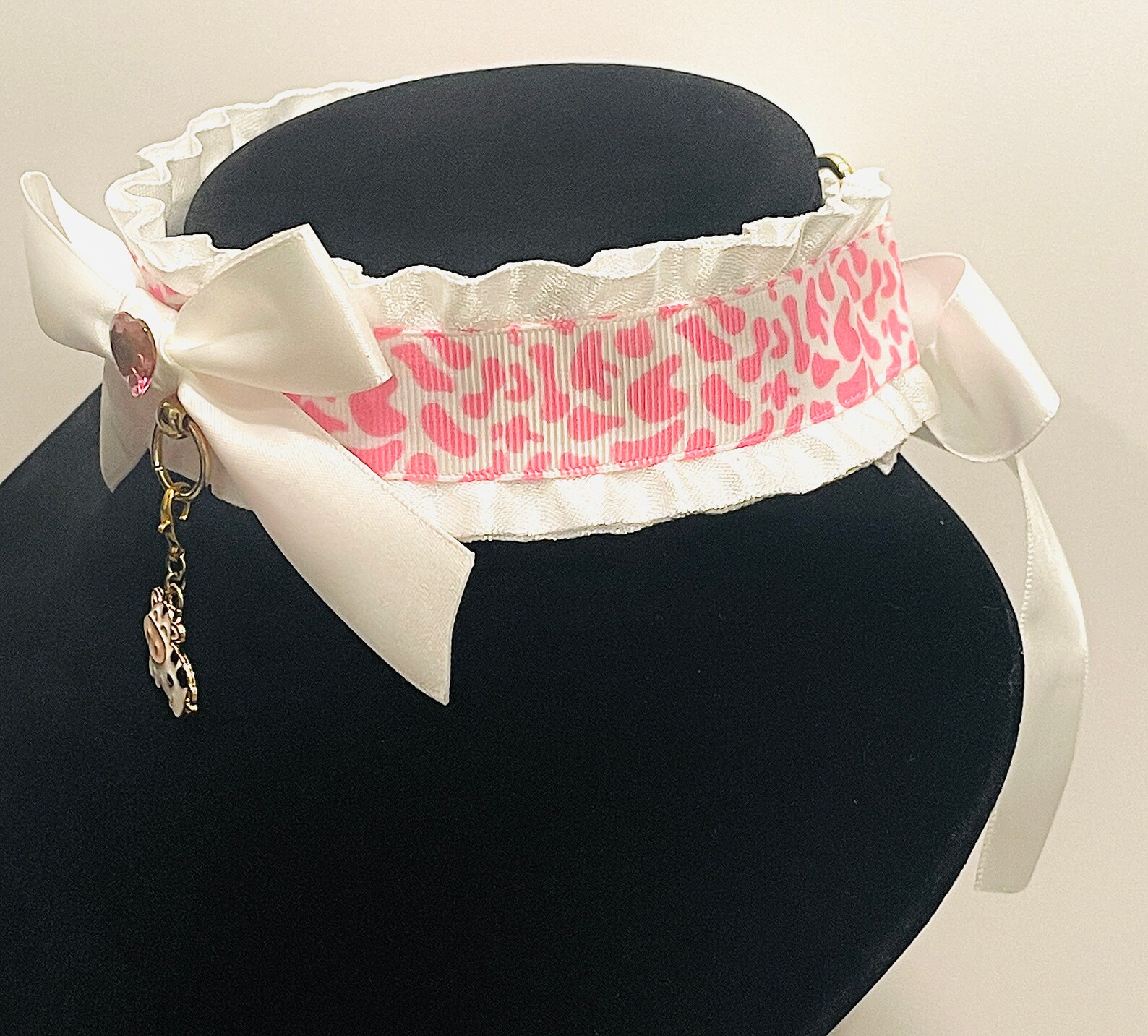 Strawberry Milk Cow Print Choker Necklace Cow Print Ribbon - Etsy