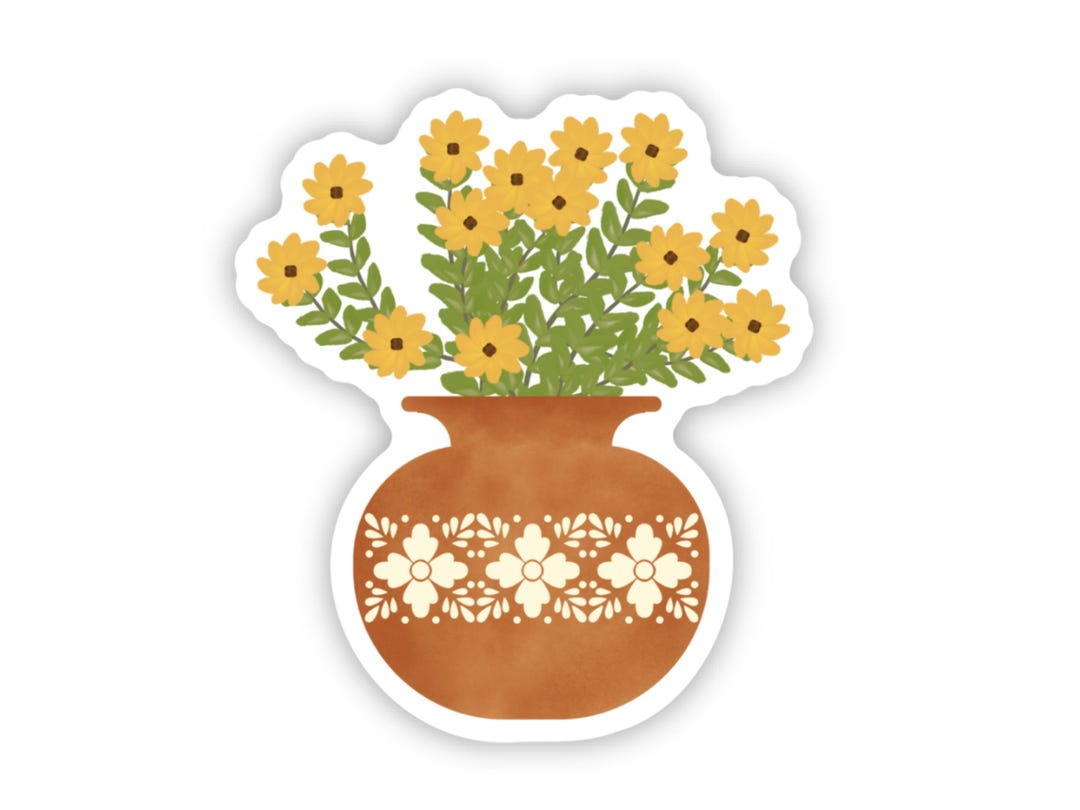 Yellow Flowers Sticker/ Mexican Barro/ Latina Sticker/ Bouquet/ Laptop ...