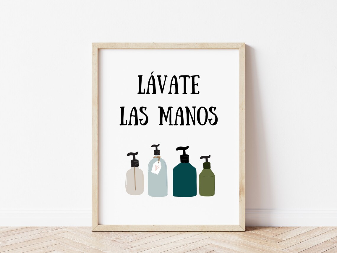 Lavate Las Manos Baño Wall Art Poster/ Soap Clean Bathroom Print ...
