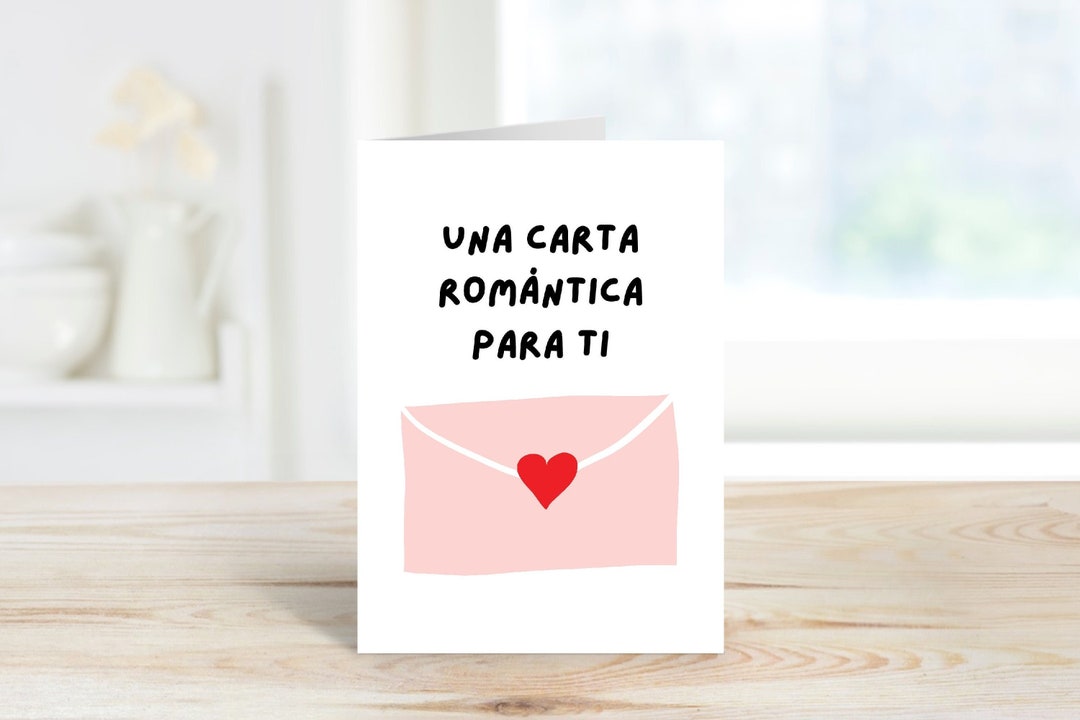 Carta Romántica Greeting Card Spanish/ Anniversary Gift Letter/ Tarjeta ...