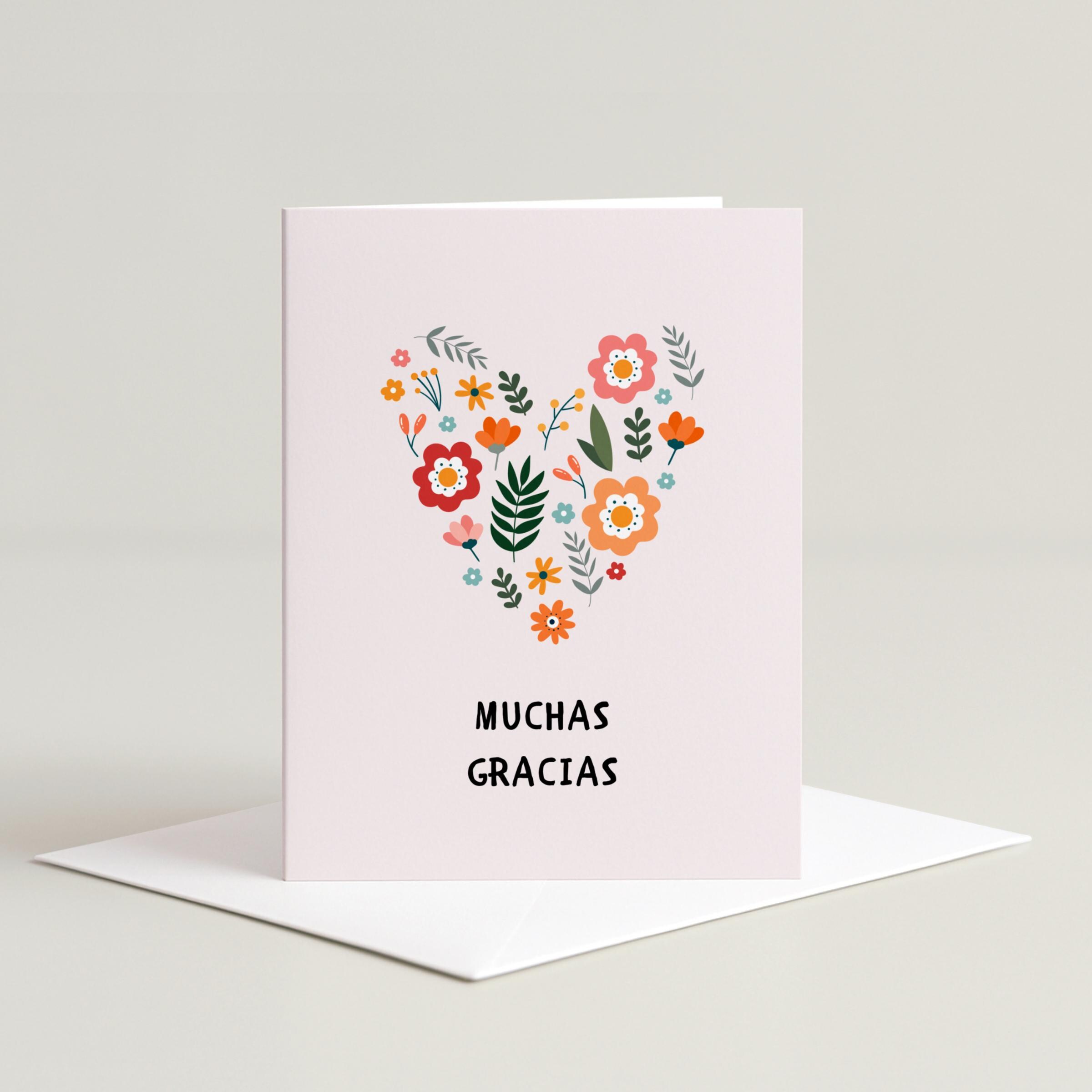 Thank You Card Spanish/ Gracias Amiga Mama Gift/ Floral Thank You Card ...