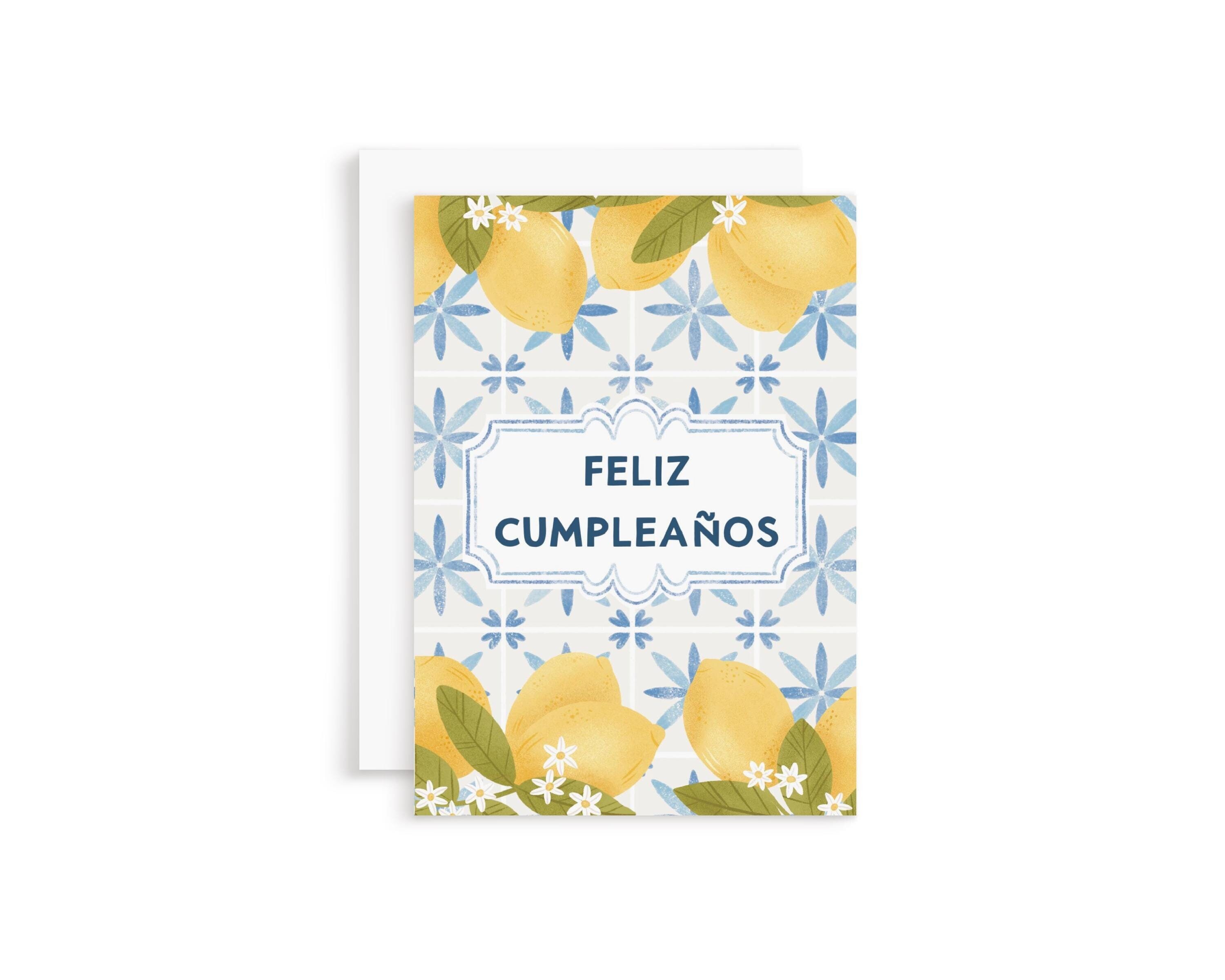 Happy Birthday Card Spanish/ Feliz Cumpleanos Lemons Tile Card/ Tarjeta ...