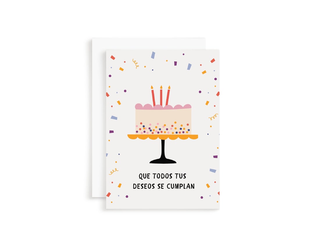 Birthday Card Spanish/ Latinx Friend Gift/ Family Birthday Cake Card ...