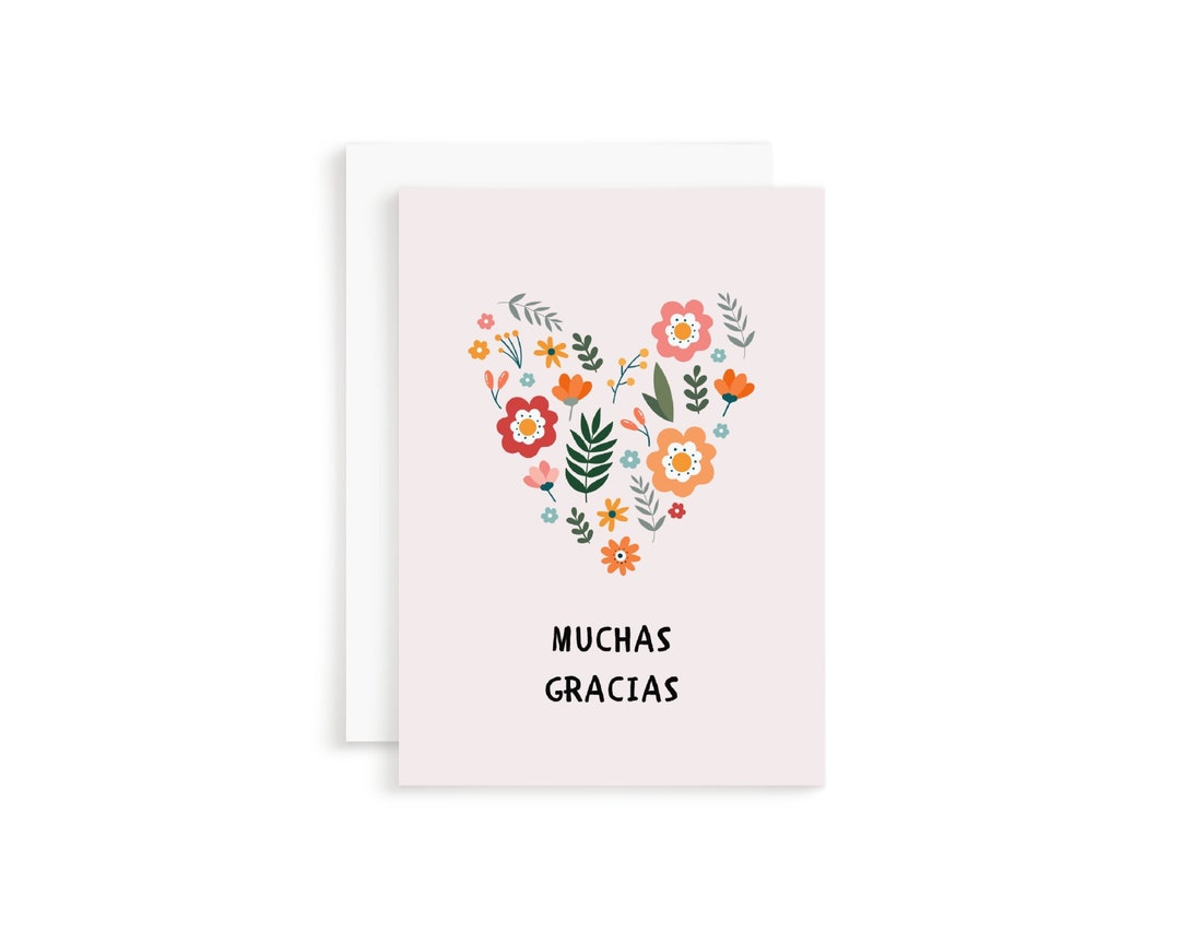 Thank You Card Spanish/ Gracias Amiga Mama Gift/ Floral Thank You Card ...