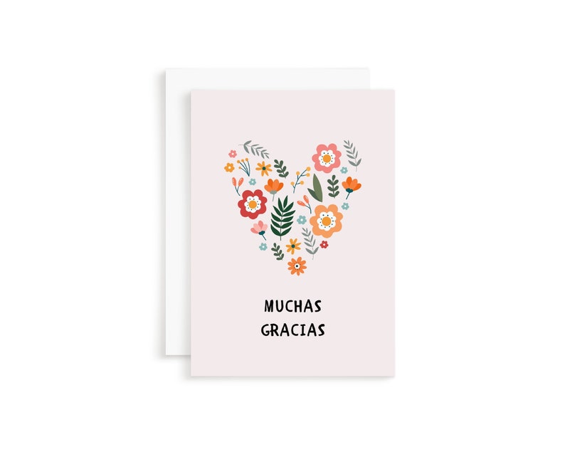 Thank You Card Spanish/ Gracias Amiga Mama Gift/ Floral Thank You Card ...