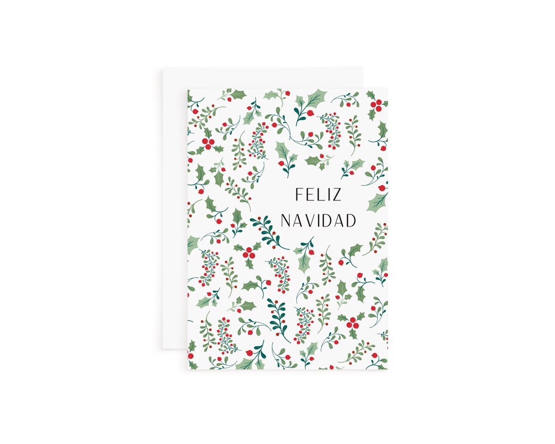 Feliz Navidad/ Spanish Christmas Card/ Christmas Plants - Etsy