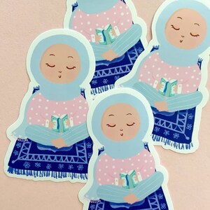 Sticker Glossy Hijabi on Prayer Mat Sticker Hijabi Reading | Etsy