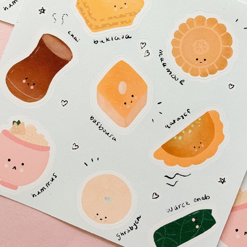 Cute Arab Foods Sticker Setarab Treatsweatherproof Pastel - Etsy