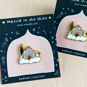 Enamel Pin-masjid in the Skies Gold Enamel Pin, Muslim Pin, Mosque ...