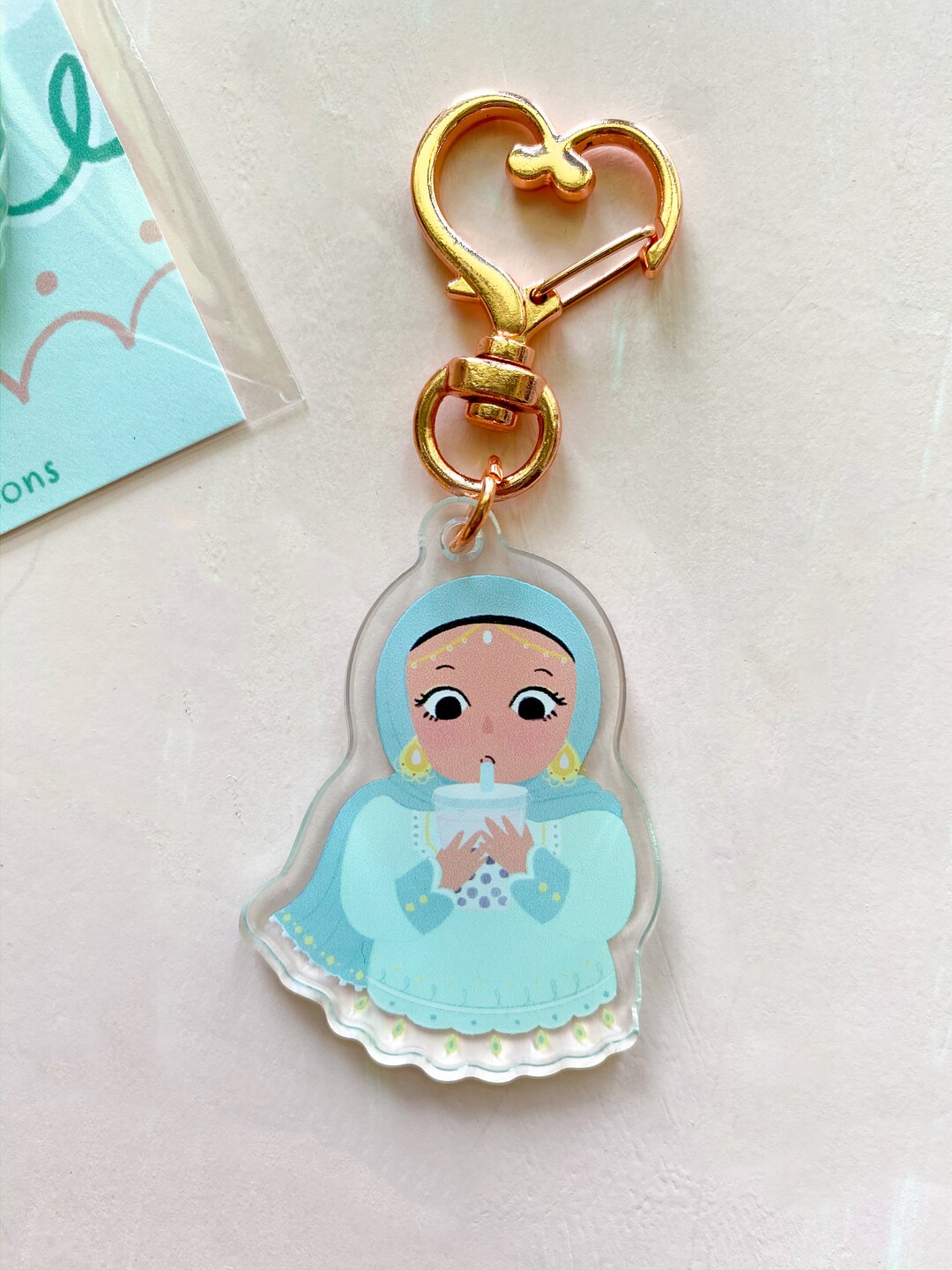 Keychain It's Boba Time,hijabi With Boba Keychain,cute Boba Keychain ...