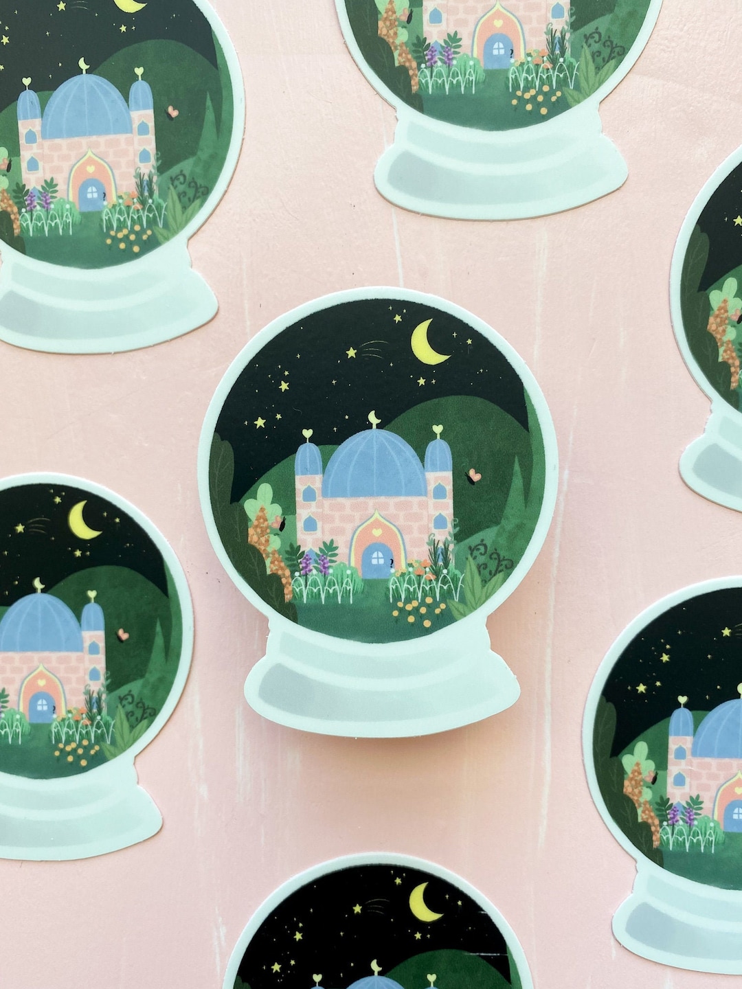 Sticker - Masjid in a Globe, Dreamy Mosque Masjid Sticker in a Snow ...