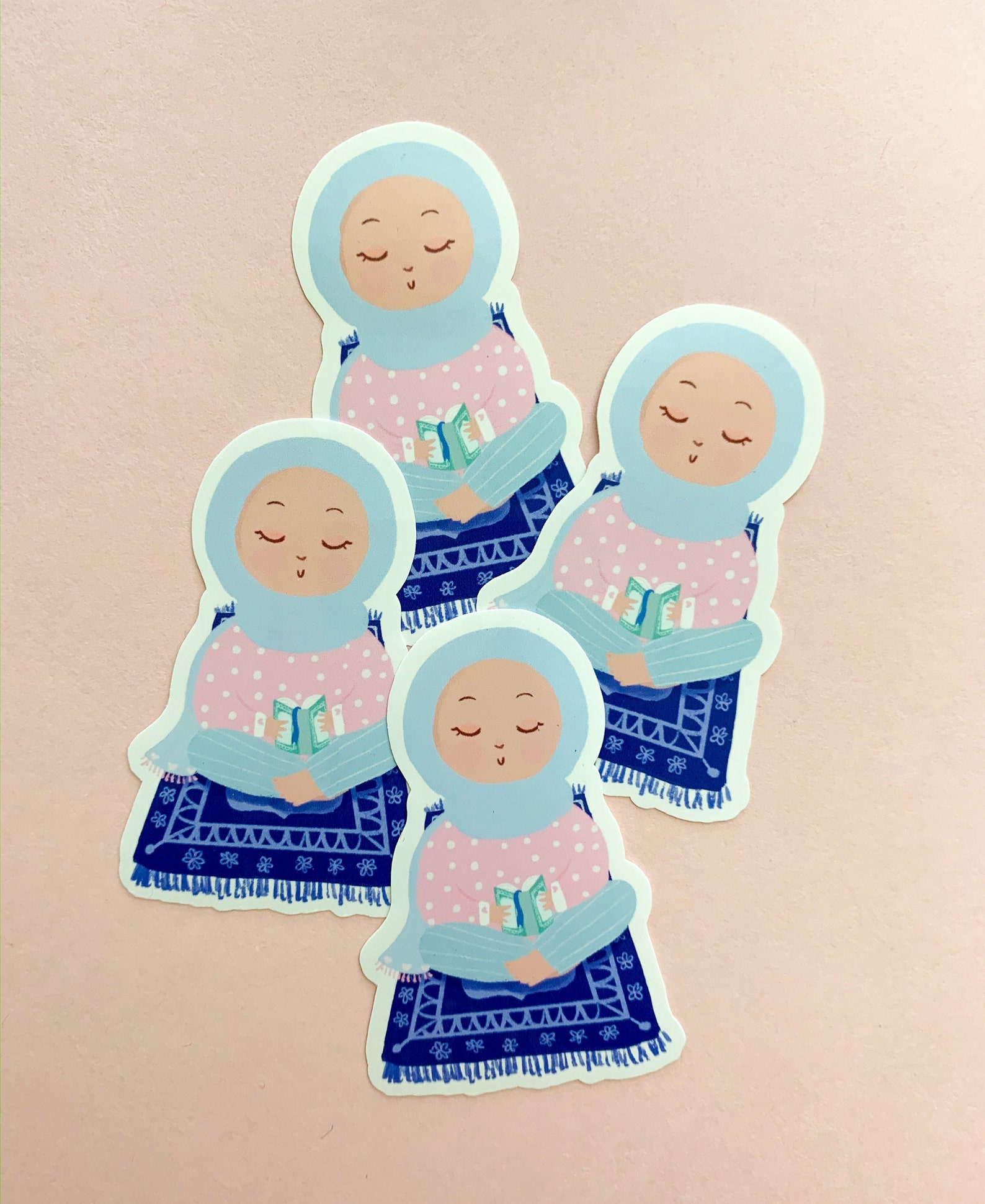Sticker Glossy Hijabi on Prayer Mat Sticker Hijabi Reading | Etsy