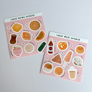Cute Desi Foods Sticker Set,desi Treats,waterproof Pastel Food Stickers ...
