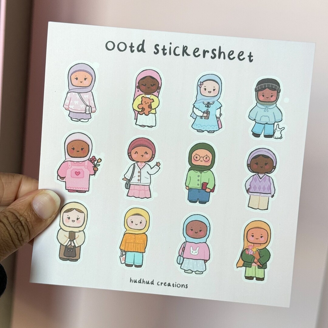 OOTD Stickersheet- Cute Hijabi Outfit Stickers Set Kawaii Fit Sticker ...